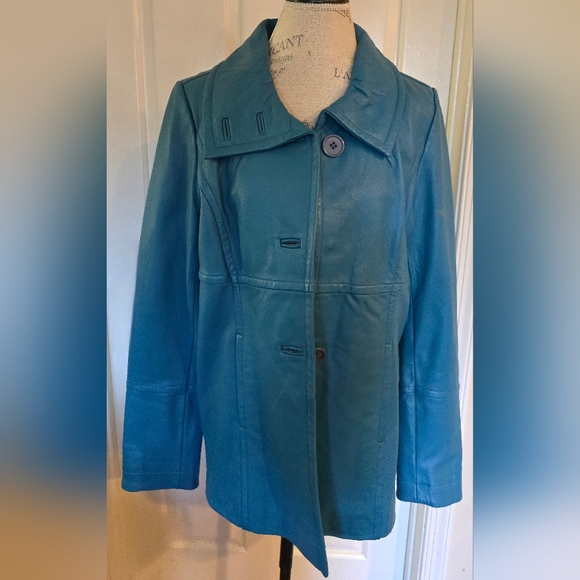 Jackets & Coats | Womens Teal Leather Jacket | Poshmark